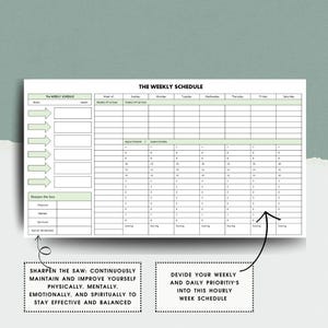 The Weekly Schedule Stephen Covey the 7 Habits of Highly Effective People Printable PDF - Etsy