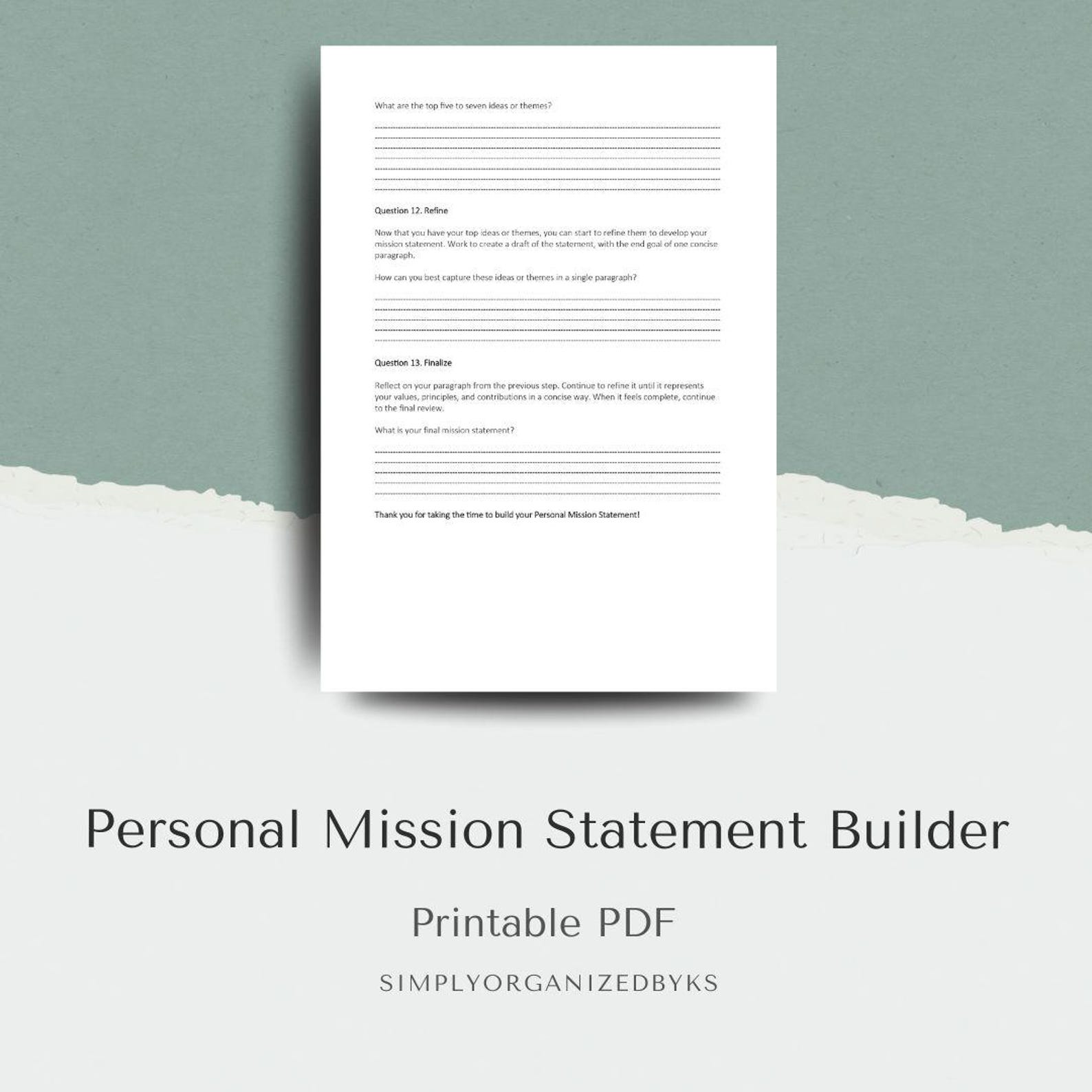 Personal Mission Statement Builder, Time Management Matrix / Eisenhower ...