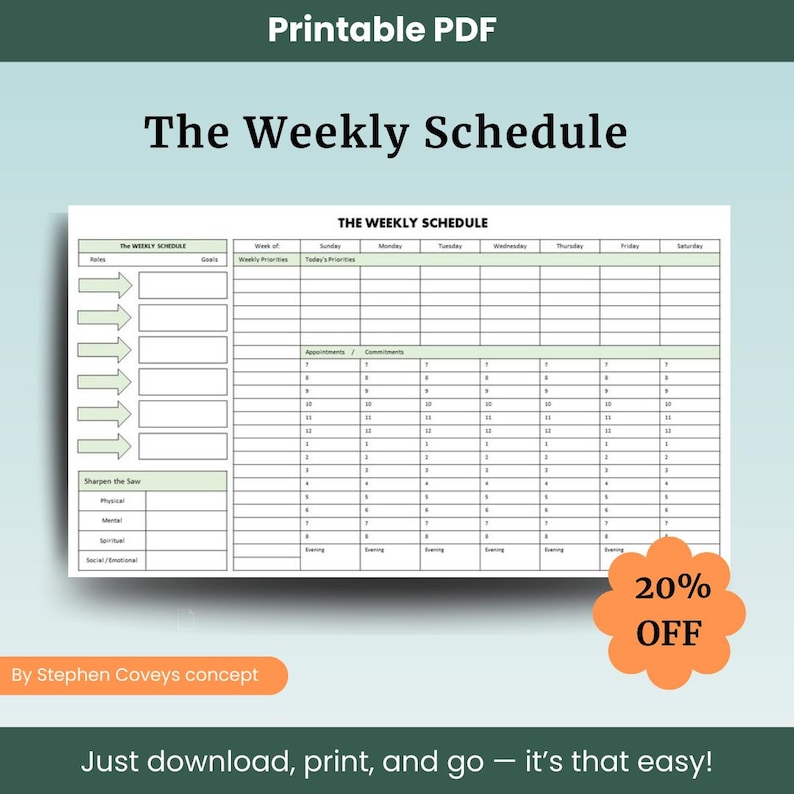 The Weekly Schedule - Stephen Covey - the 7 Habits of Highly Effective ...