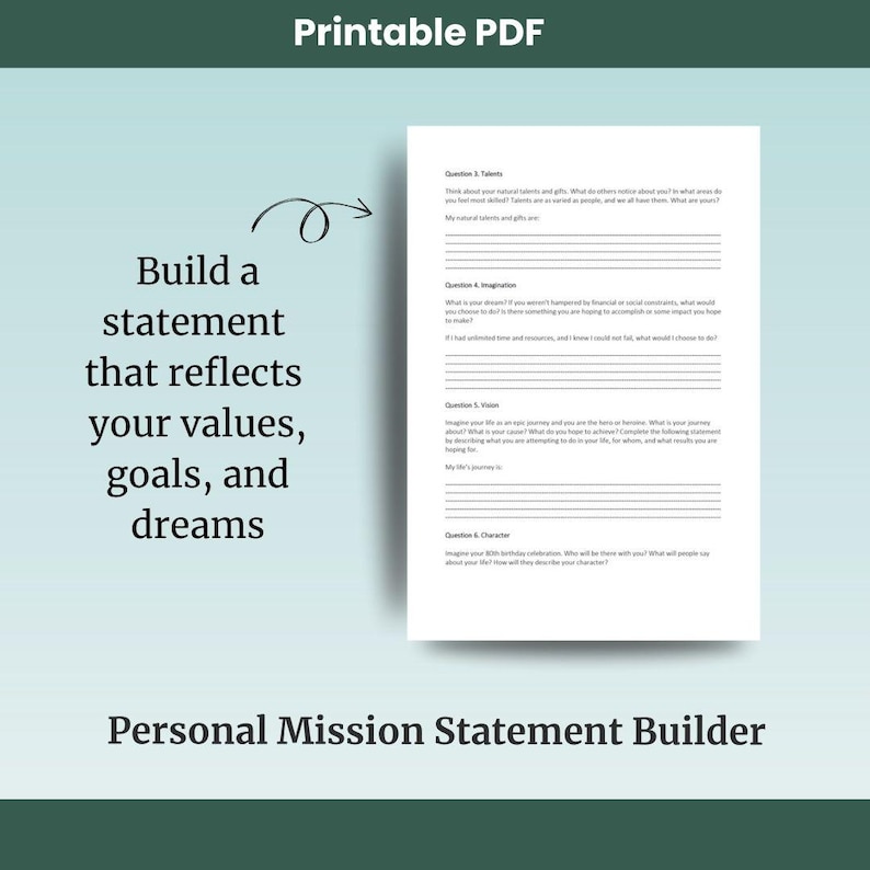 Personal Mission Statement Builder, Time Management Matrix / Eisenhower ...