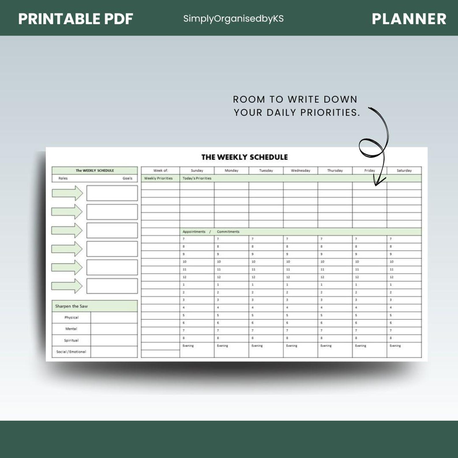 The Weekly Schedule - Stephen Covey - the 7 Habits of Highly Effective ...