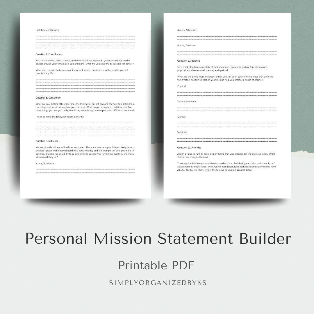 Personal Mission Statement Builder + the Weekly Schedule - Stephen ...