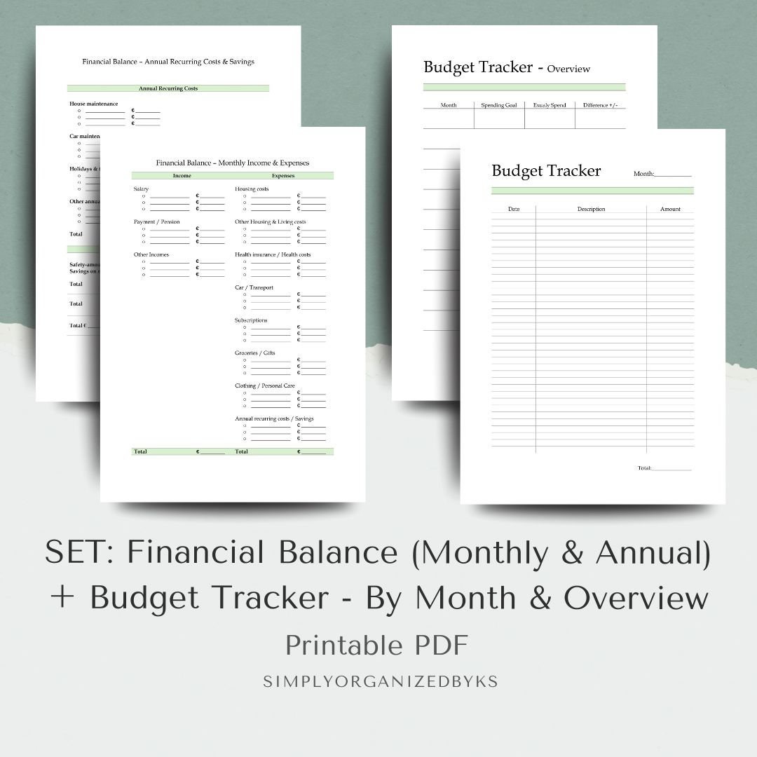 Financial Tracker Bundle Track Your Monthly & Annual Income, Expenses ...