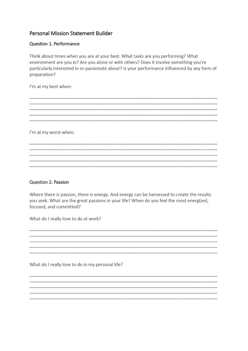 Personal Mission Statement Builder the Weekly Schedule Stephen Covey ...