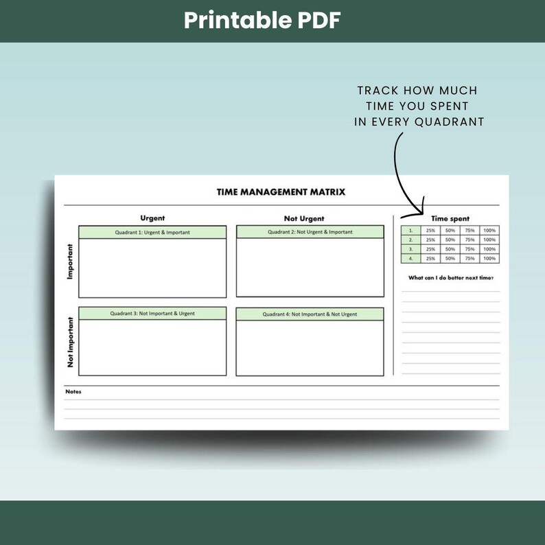 Time Management Matrix: Eisenhower Method Printable (PDF) - Etsy