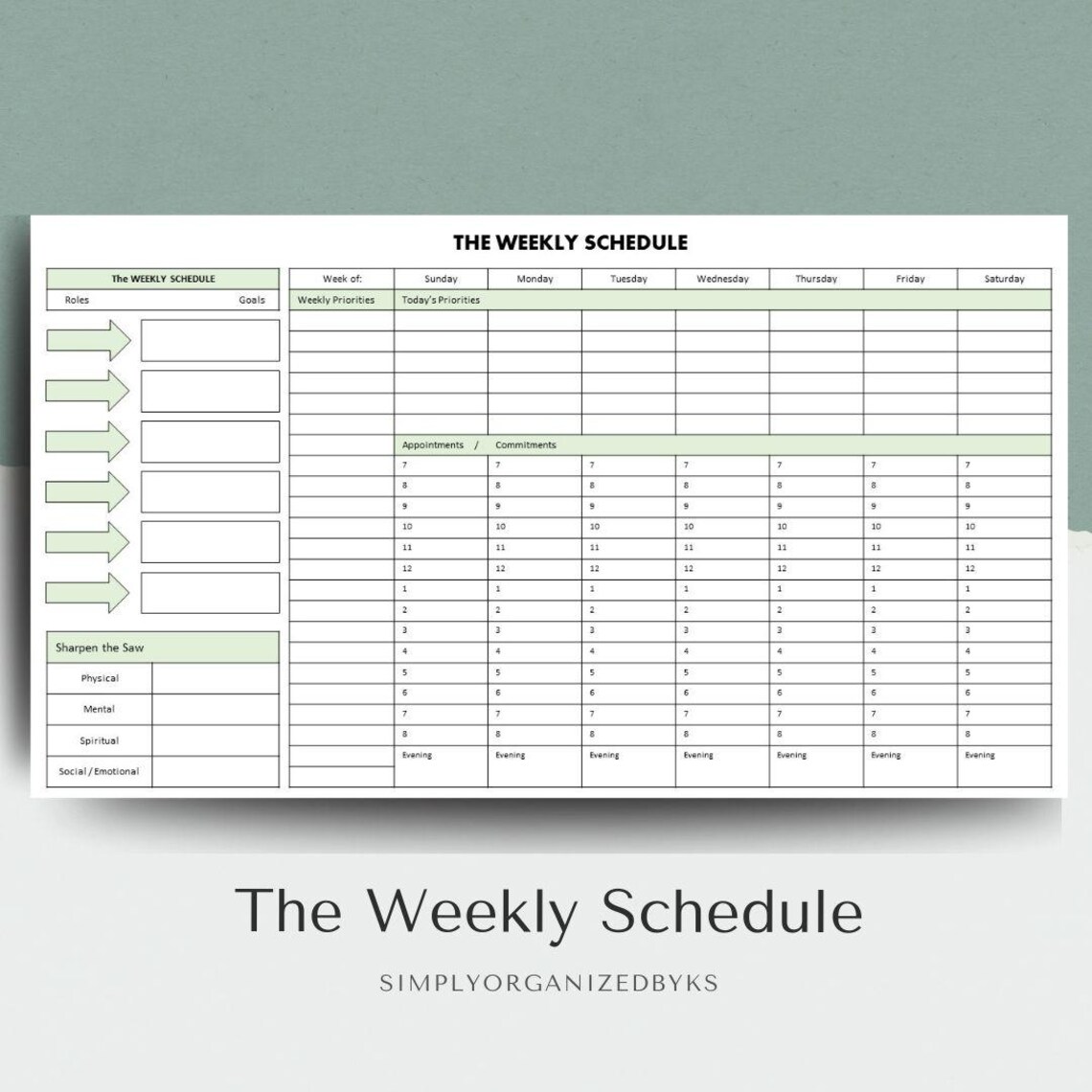 The Weekly Schedule Stephen Covey the 7 Habits of Highly Effective ...