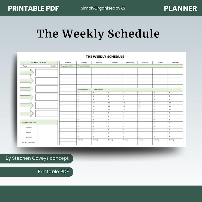 The Weekly Schedule - Stephen Covey - the 7 Habits of Highly Effective ...