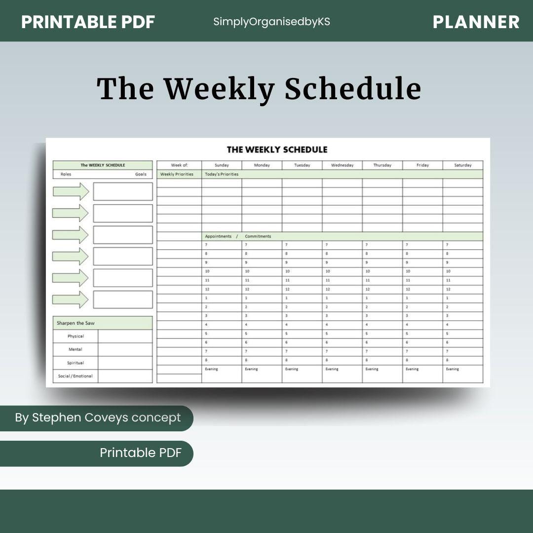 The Weekly Schedule - Stephen Covey - the 7 Habits of Highly Effective ...