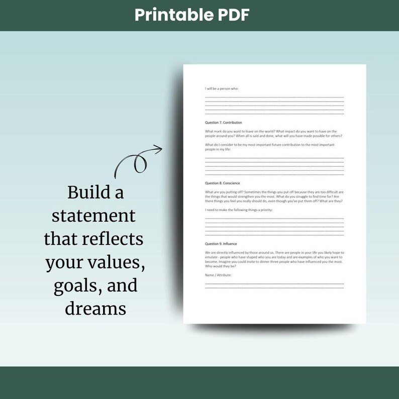 Personal Mission Statement Builder - Stephen Covey - the 7 Habits of ...