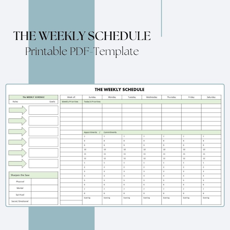 The Weekly Schedule PDF Template Stephen Covey the 7 Habbits of Highly ...