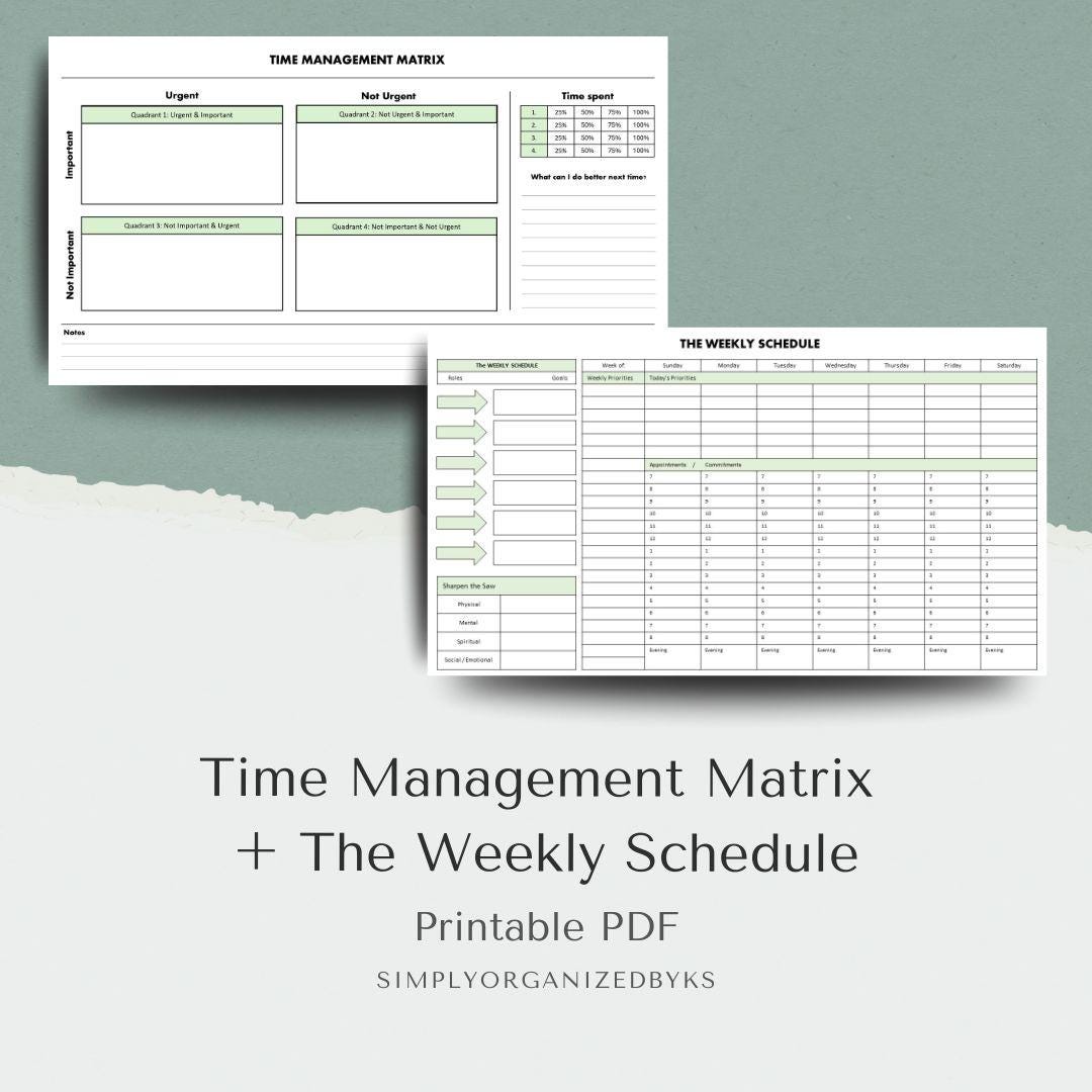 Time Management Matrix & the Weekly Schedule - Eisenhower Matrix ...