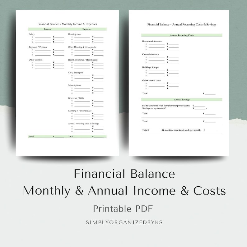 Financial Tracker Bundle Track Your Monthly & Annual Income, Expenses ...