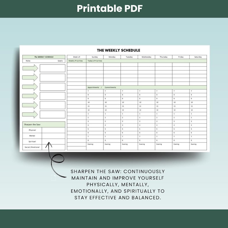 The Weekly Schedule - Stephen Covey - the 7 Habits of Highly Effective ...
