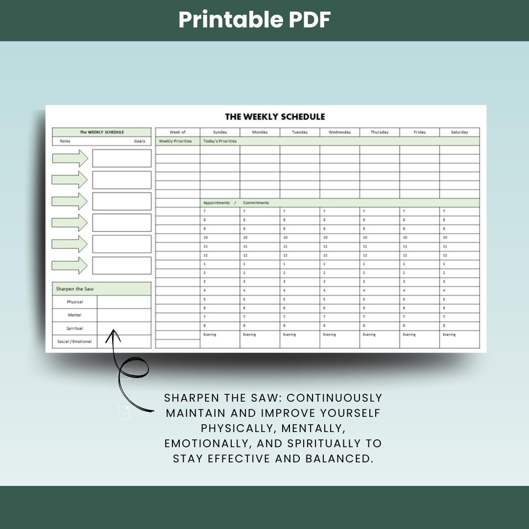 7 Habits Weekly Planner Template