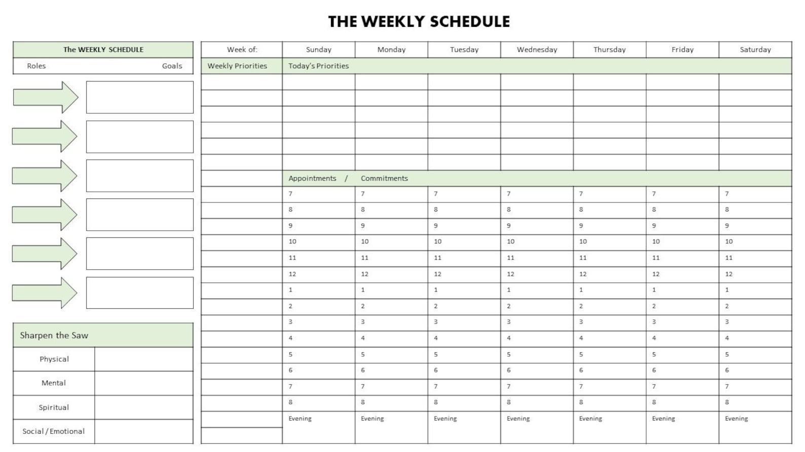 The Weekly Schedule Stephen Covey the 7 Habits of Highly Effective ...