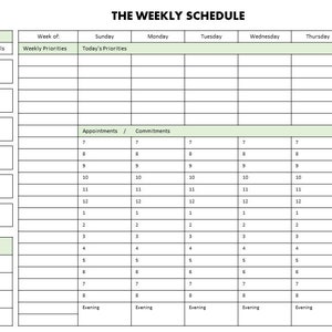 The Weekly Schedule Stephen Covey the 7 Habits of Highly Effective ...