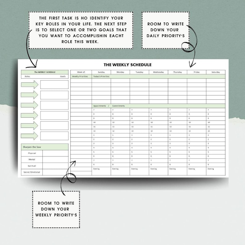 The Weekly Schedule Stephen Covey the 7 Habits of Highly Effective ...