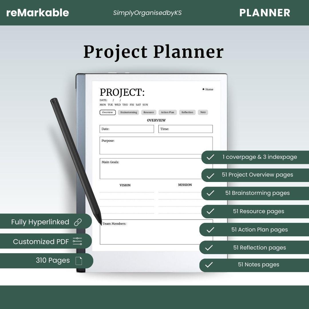 Project Planner - Remarkable Planner - Remarkable Template ...