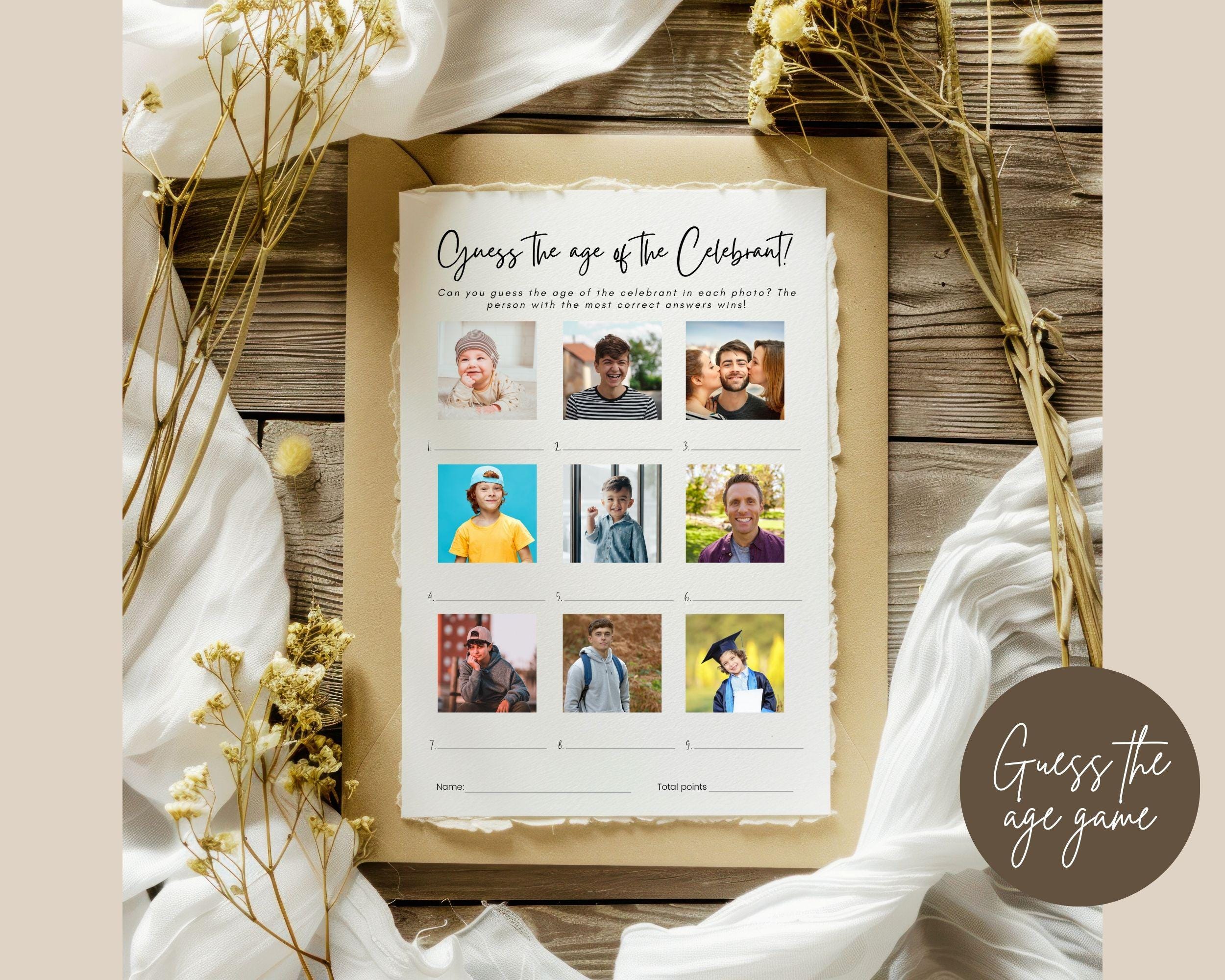 EDITABLE Guess the Age Game, Guess the Age of the Celebrant Game ...