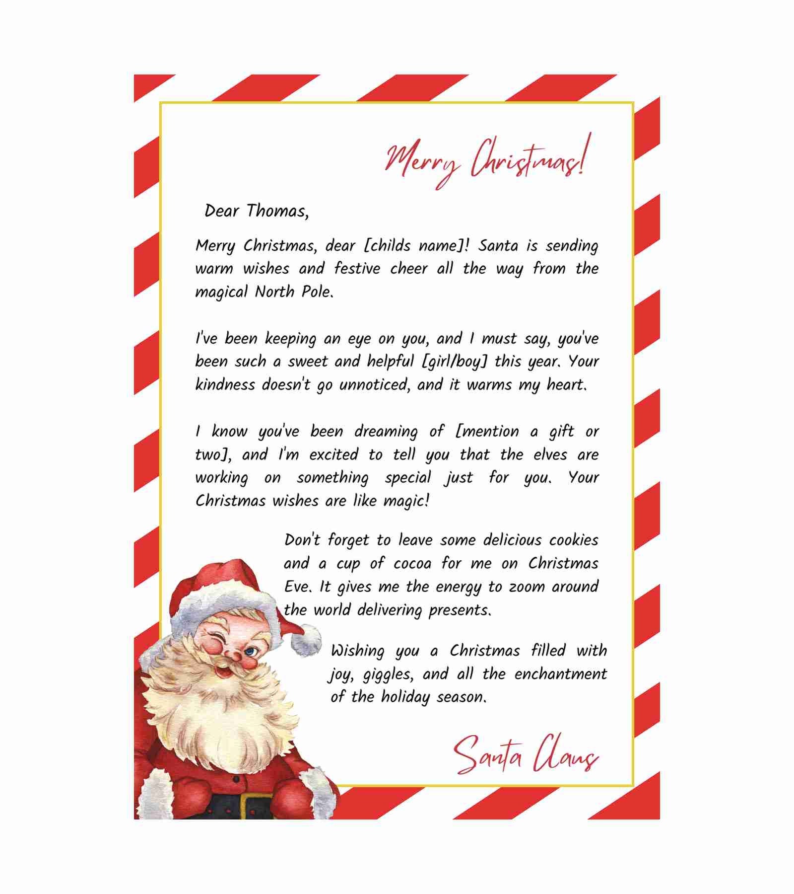 Personalized Editable Letter From Santa, Editable Santa Letter, Letter ...