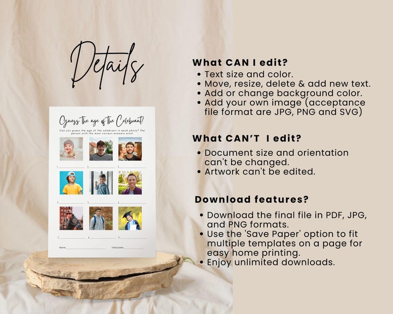 EDITABLE Guess the Age Game, Guess the Age of the Celebrant Game ...