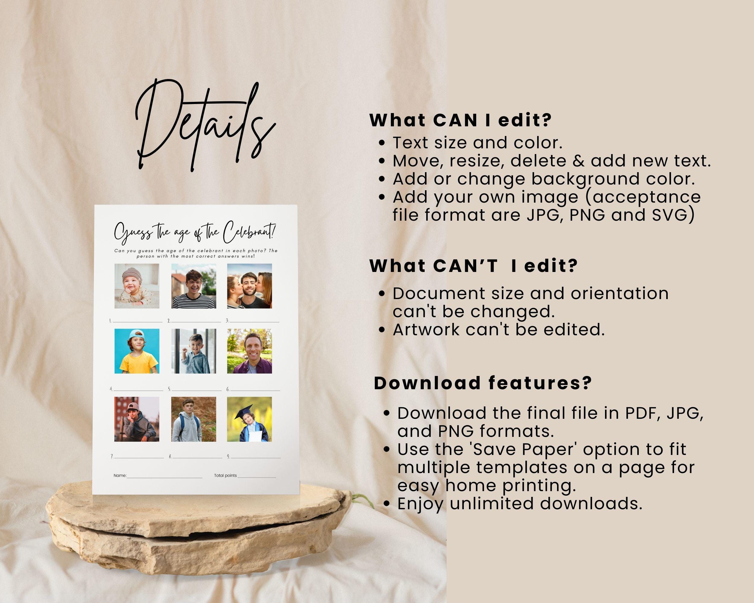 EDITABLE Guess the Age Game, Guess the Age of the Celebrant Game ...