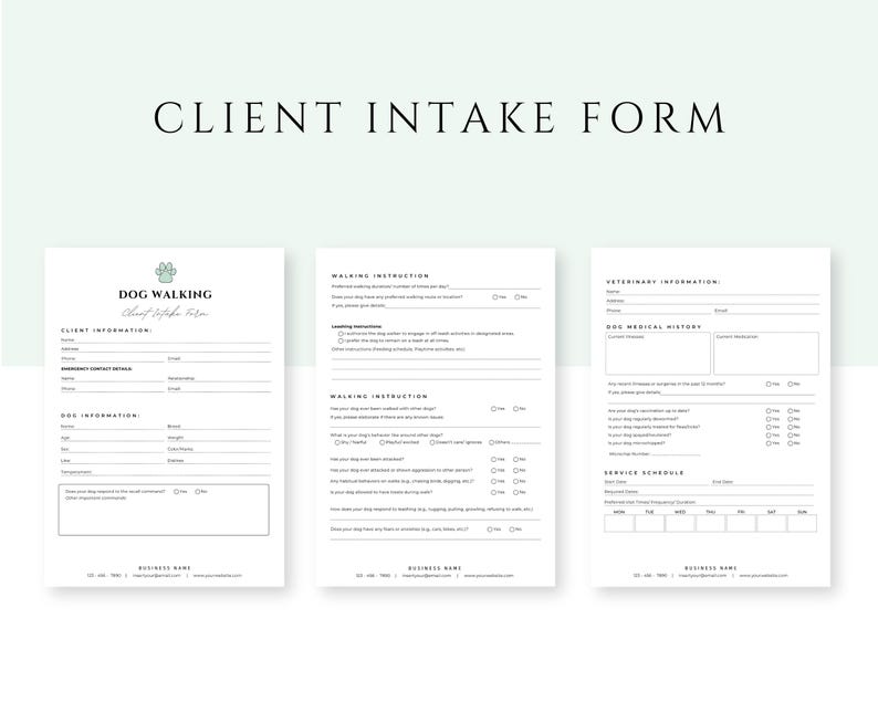 Dog Walking Contract Template, Pet Sitting Forms, Editable Pet Business ...