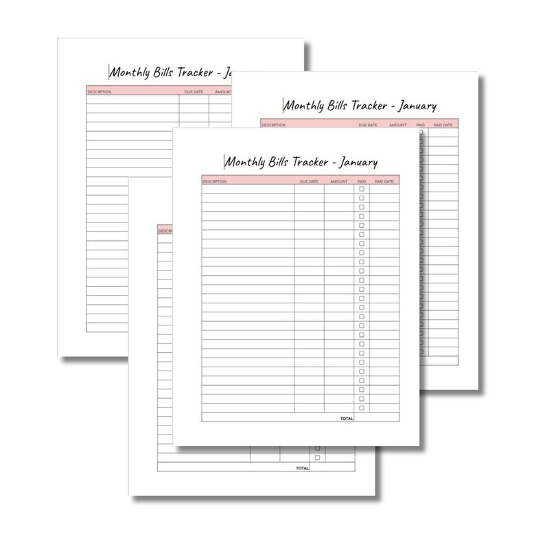 Monthly Bill Tracker Printable, Editable Monthly Bill Tracker, Bill ... Monthly Bill Tracker Printable, Editable Monthly Bill Tracker, Bill ...