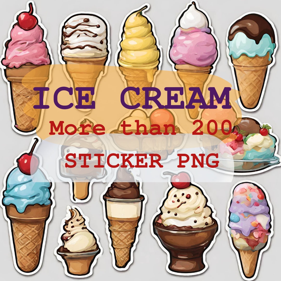 Ice Cream Stickers Bundle PNG Files Assorted Flavors, Sundaes, Banana ...