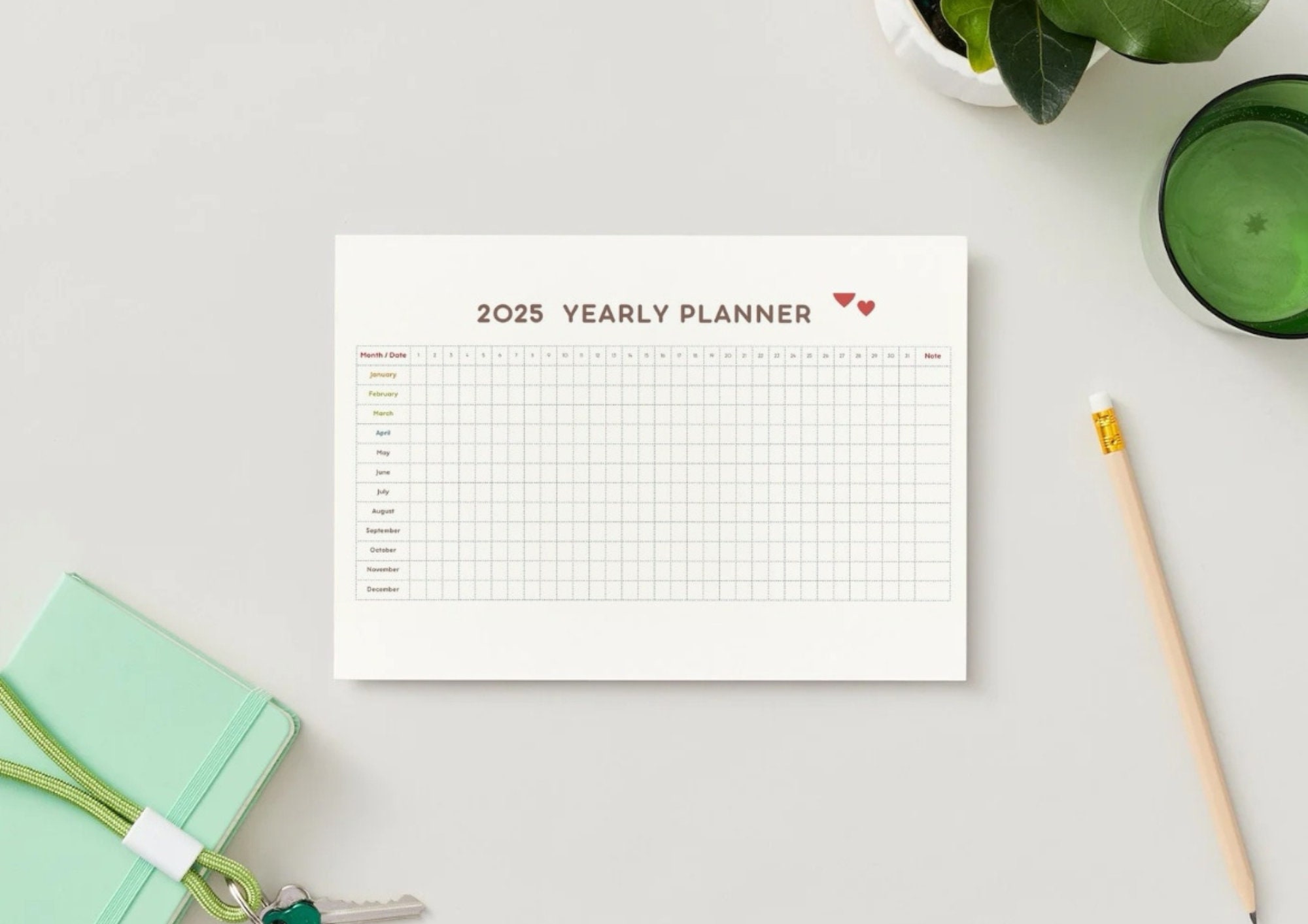 2025 Minimalist Letter Printable Calendar, 2025 Simple Planner, 2025 ...