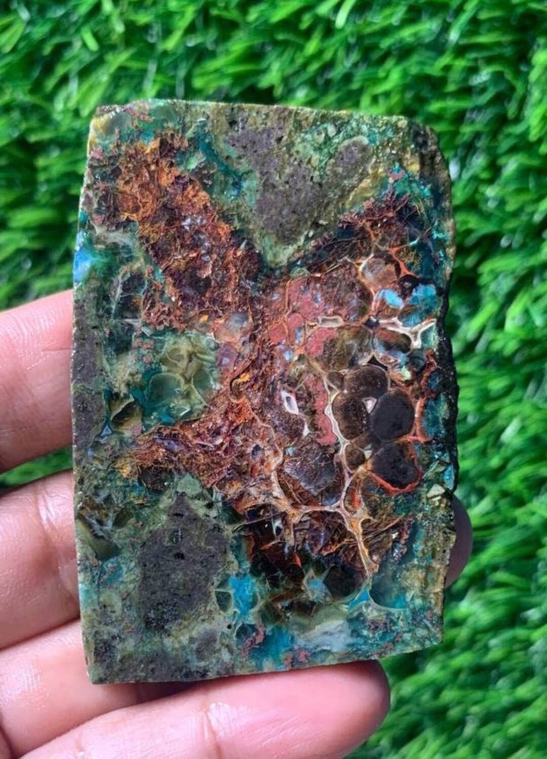 Plume in Chrysocolla Multicolor Slab Chrysocolla Gemstone Indonesia ...