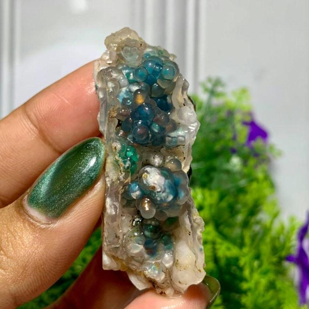 Botriyoidal Chrysocola Native Copper on Chalcedony Specimen Small Size ...