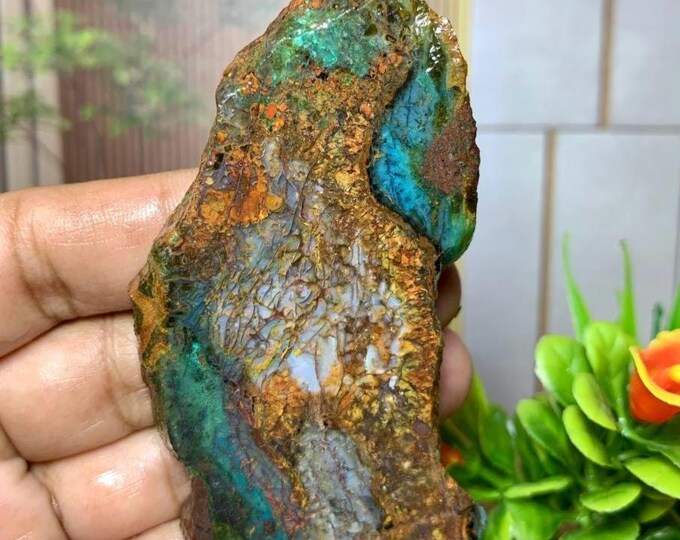 Slabs-raw Plume Agate Borni, Plume Native Copper Ll Opalized Petrified ...