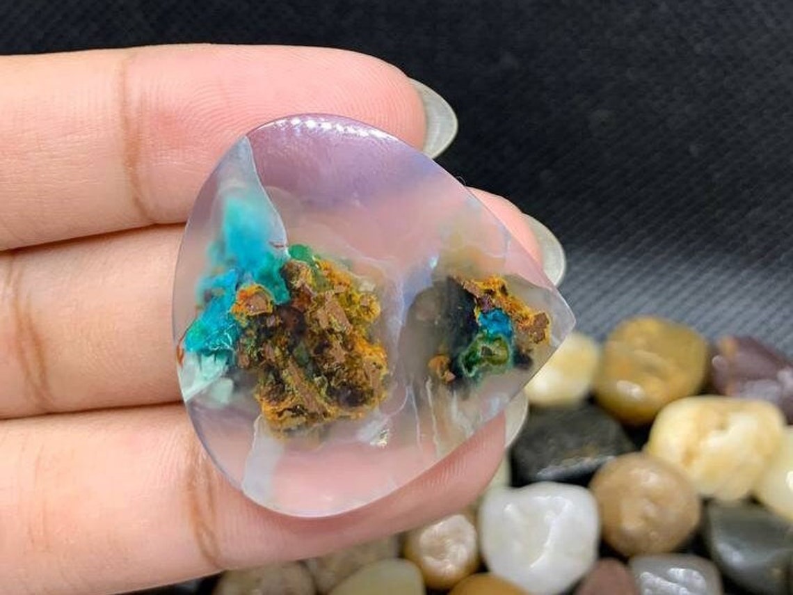 Confetti Purple Native Copper Chrysocolla on Chalcedony Gemstone ...