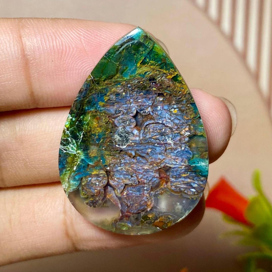 Green Plume Agate - Chalcedony Native Copper - Agate Gemstone Size ...