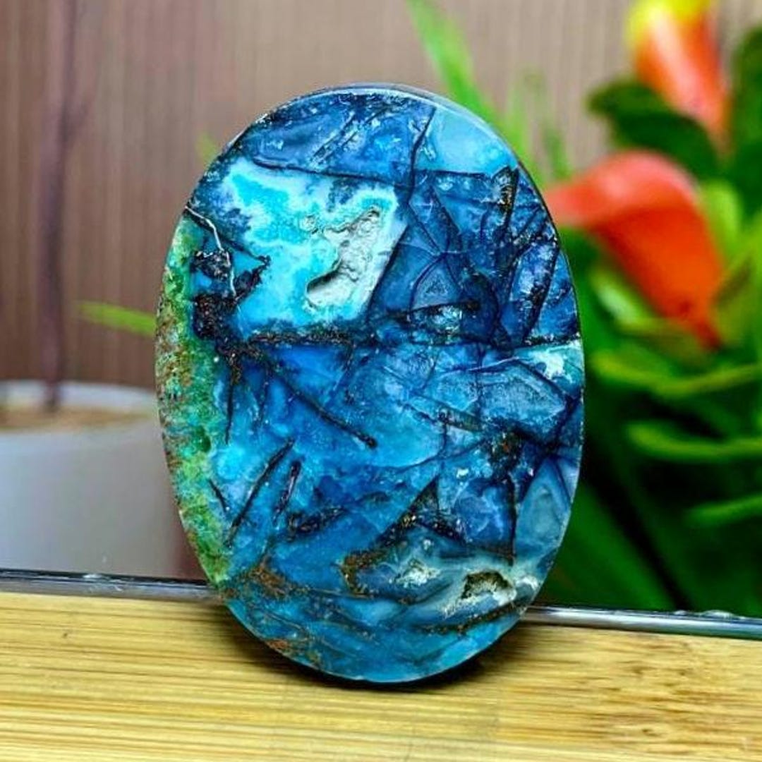 Chrysocolla Blue Spider Size: 32x23x5 Mm Ll Blue Opalized Wood Ll ...