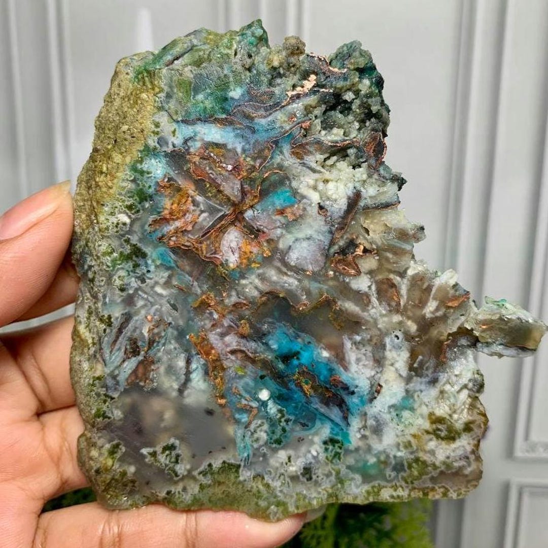 Slabs - Raw Native Copper on Chrysocolla Multycolor - Super Rare ...