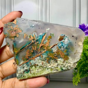 Slabs-raw Native Copper on Chrysocolla Ll Copper Plates With Floral ...