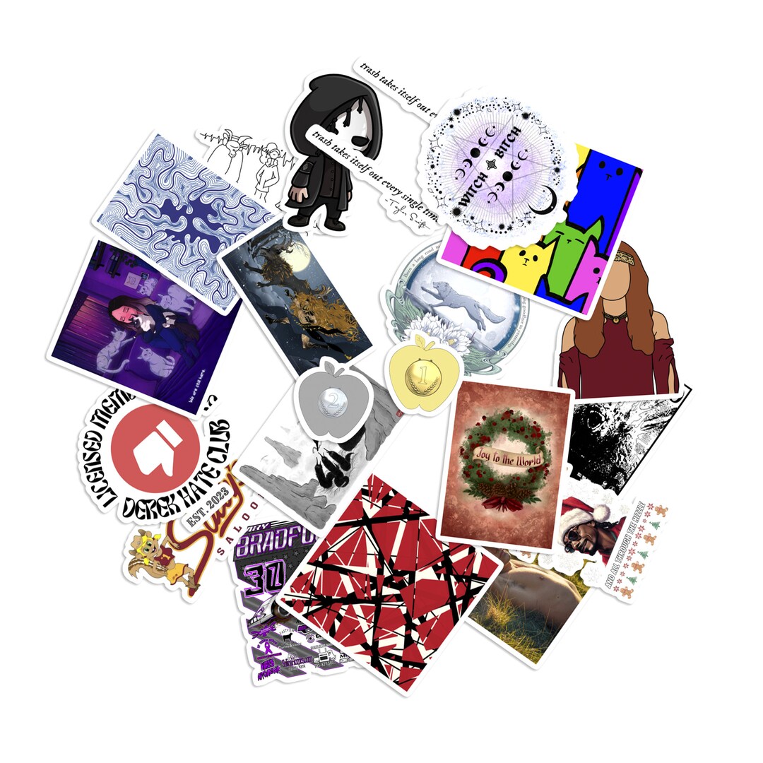 Sticker Pack 20 Silver Gold Apples Stripes Design Red Gravity Medallion ...