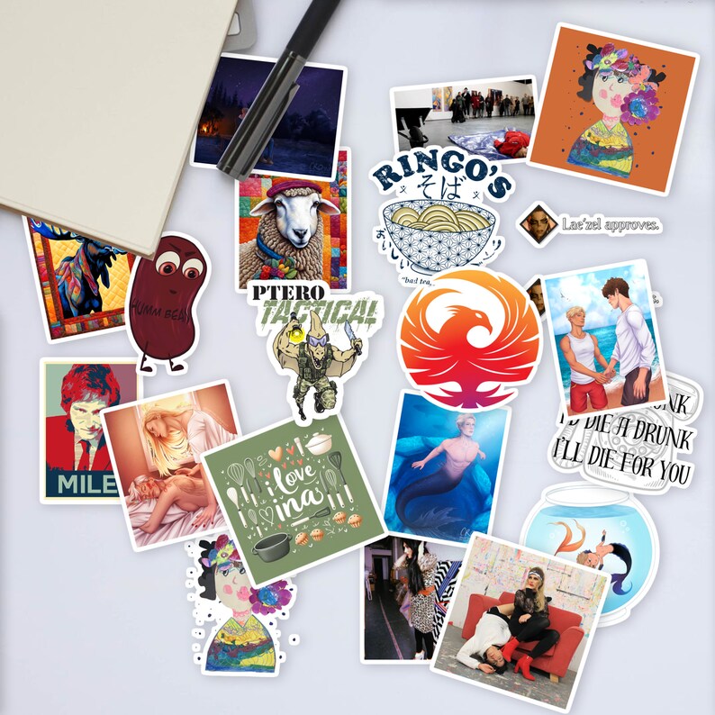 Sticker Pack 20 Hortense Dial Drunk Humm Bean Pterotactical Punny ...