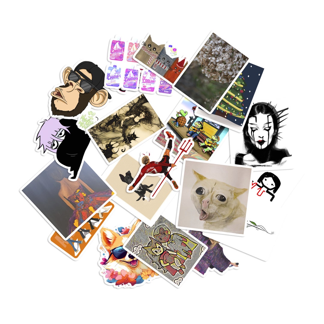 Sticker Pack 20 Coughing Cat Watercolour Dried Hydrangea Flower ...