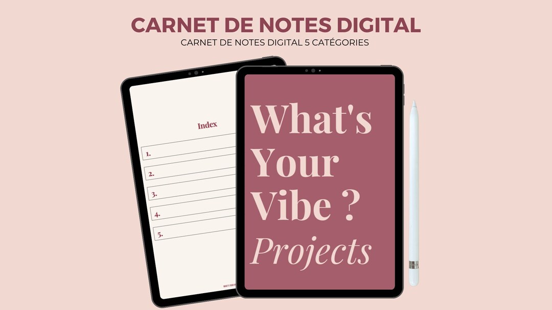 Projects Book Digital Notebook 5 Categories Pink - Etsy