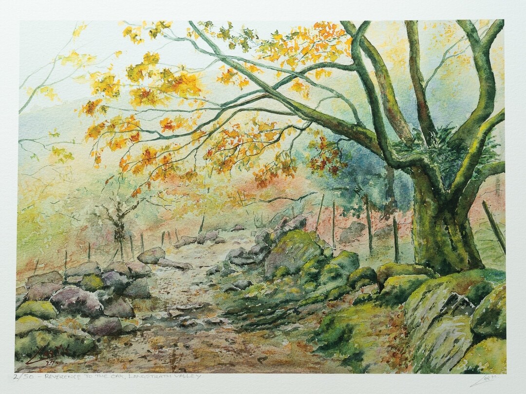 Lake District Watercolour- "footpath, Langstrath Valley", Autumnal ...