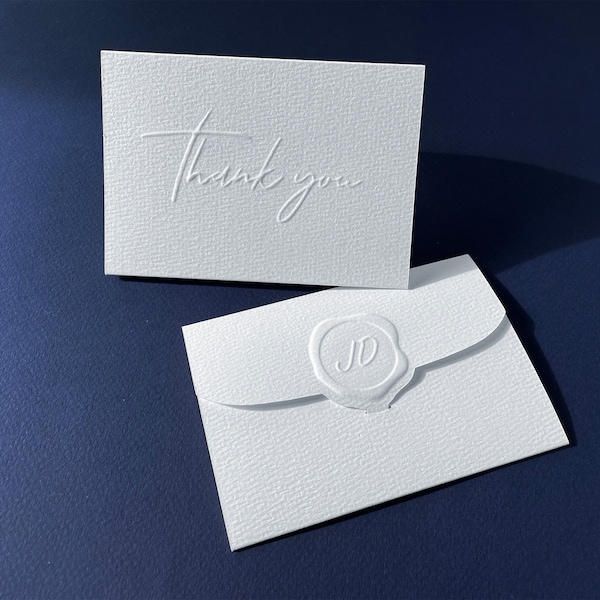 Customized Embossed Thank You Cards - Etsy