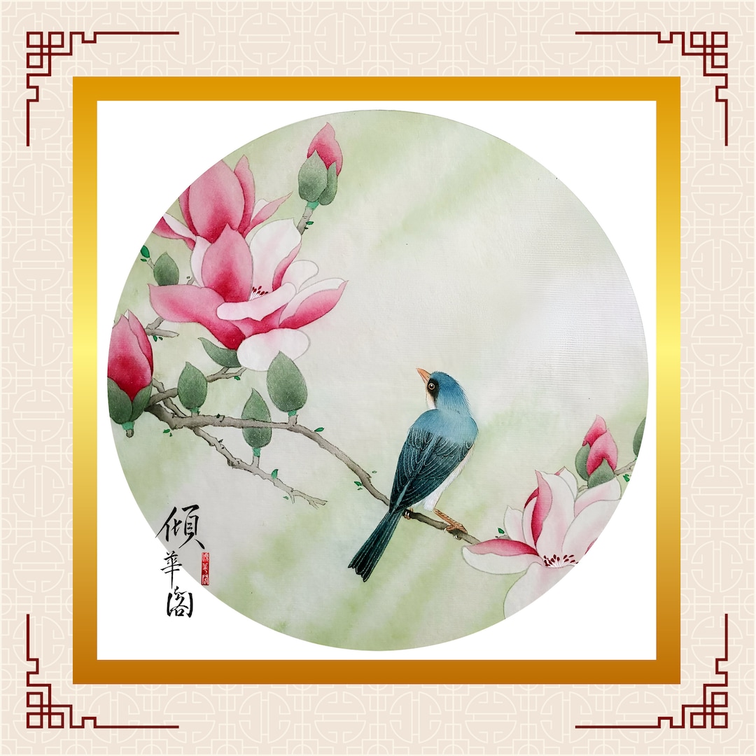 Traditional Chinese Gongbi Painting: Bird Tranquility - Etsy