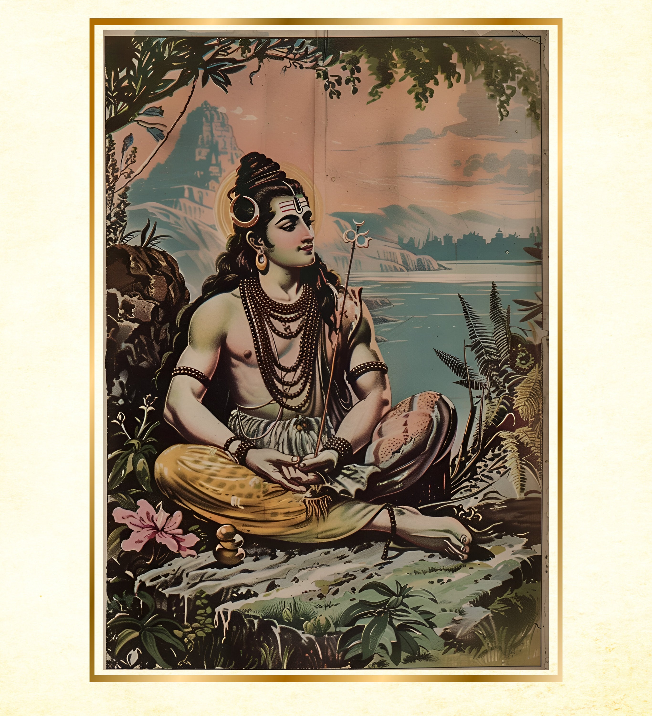 Hindu Religious Vintage Poster: Lord Shiva Meditating - Etsy