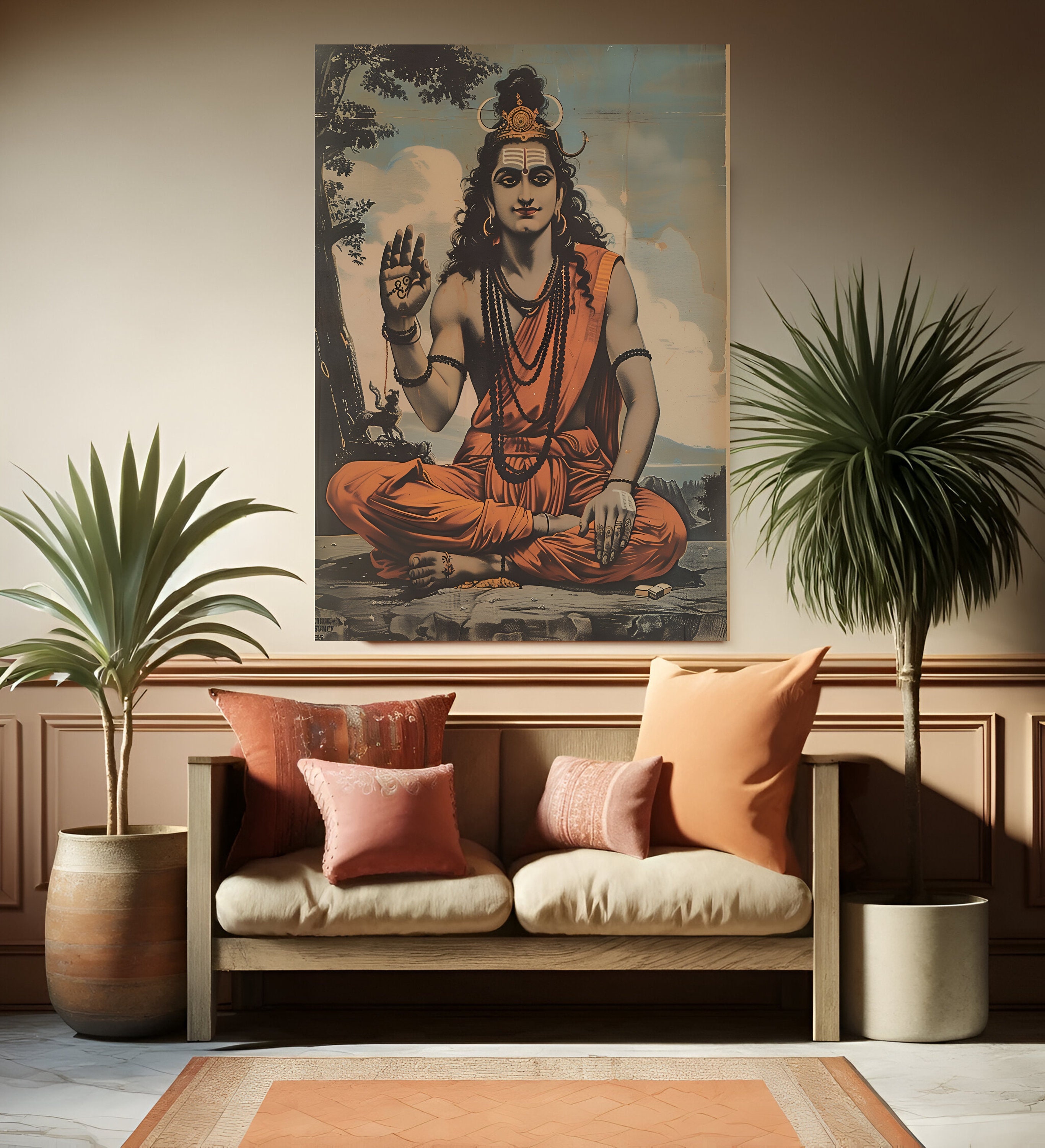 Hindu Religious Vintage Poster: Lord Shiva Meditating Solemn - Etsy