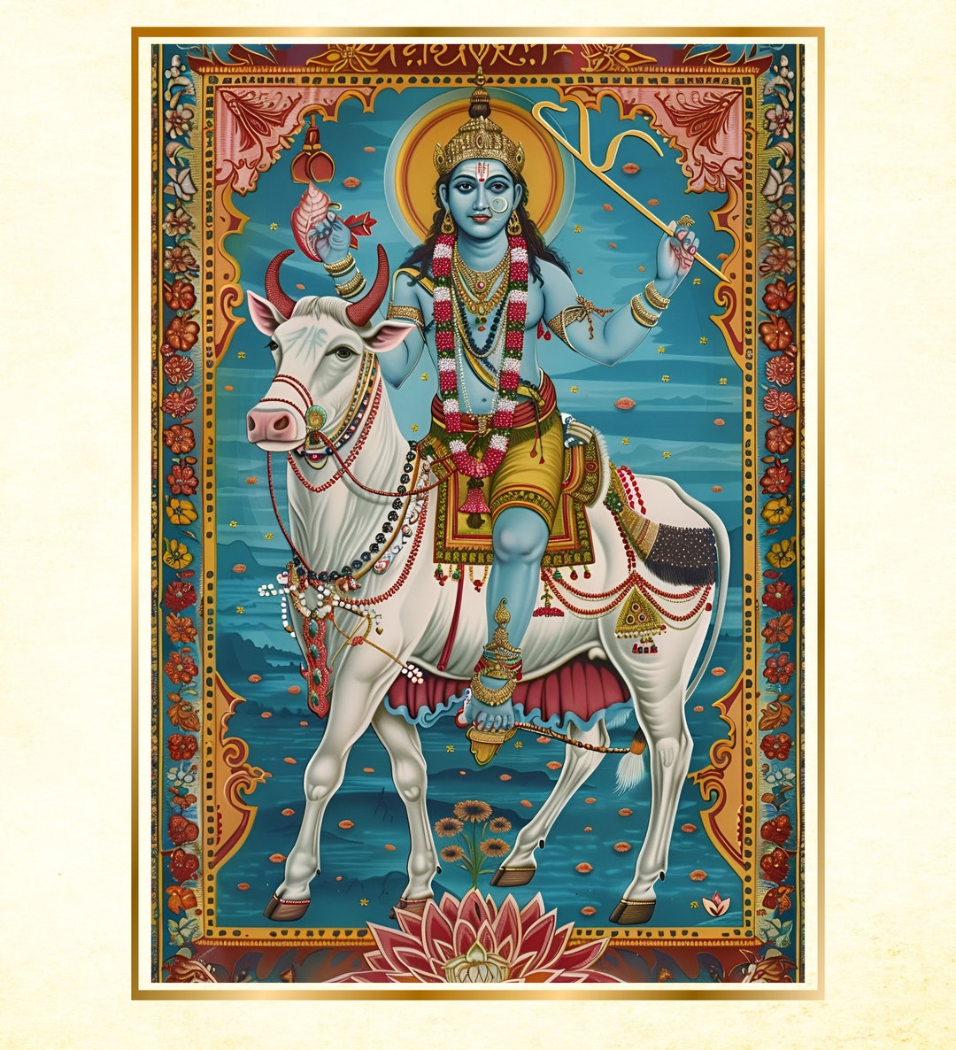 Hindu Religious Vintage Poster: Lord Shiva and Nandi - Etsy