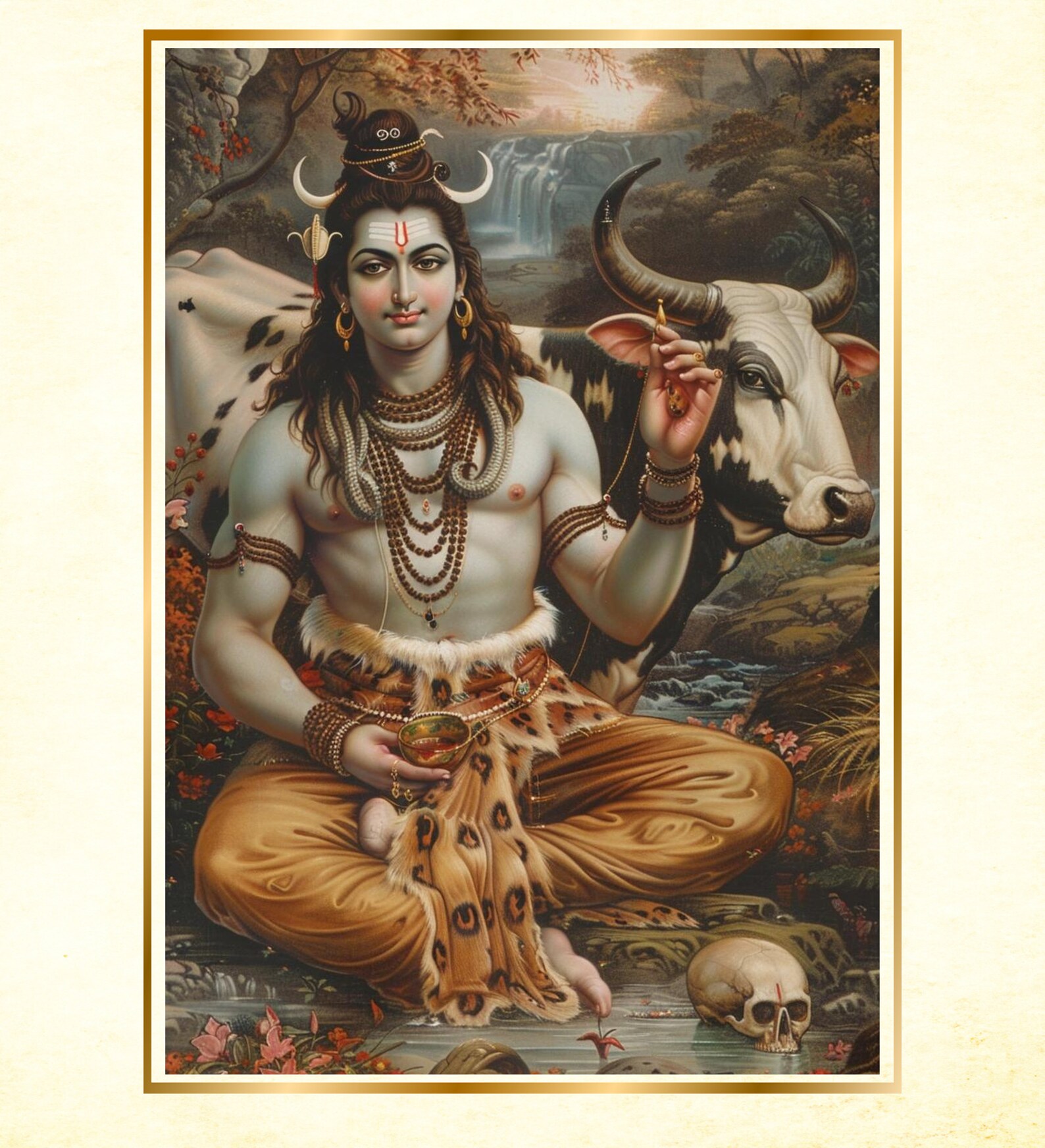 Hindu Religious Vintage Poster: Lord Shiva Sitting With Nandi - Etsy