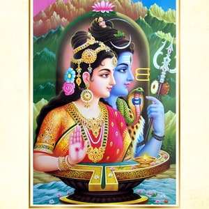Hindu Religious Vintage Poster: Shiva and Parvati - Etsy